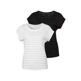 T-Shirt Vivance Gr. 32/34, schwarz-weiß (weiß, schwarz) Damen Shirts Jersey