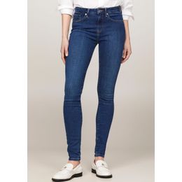 Skinny-fit-Jeans Tommy Hilfiger "TH FLEX COMO SKINNY RW GYA" Gr. 30, Länge 30, blau (mid blue2) Damen Jeans Röhrenjeans
