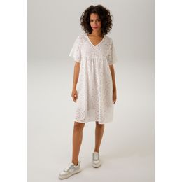 Blusenkleid Aniston CASUAL Gr. 36, N-Gr, weiß (wollweiß) Damen Kleider Sommerkleider