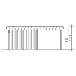 Skan Holz Carport Wendland mit Abstellraum 630 x 879 cm mit Aluminiumdach