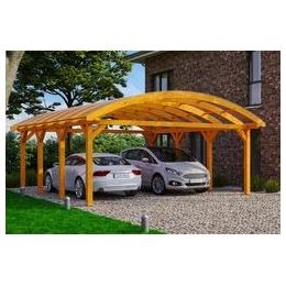 Skan Holz Bogendach-Carport Franken 635 x 755 cm, lasiert in Eiche hell