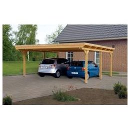 Skan Holz Carport Emsland 613 x 604 cm mit EPDM-Dach, natur