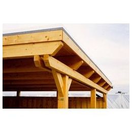 Skan Holz Carport Emsland 404 x 604 cm mit EPDM-Dach, lasiert in Weiß