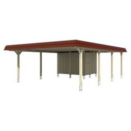 Skan Holz Carport Wendland mit Abstellraum 630 x 879 cm mit Aluminiumdach