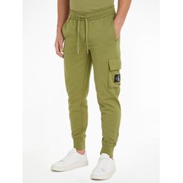 Sweatpants Calvin Klein Jeans "BADGE HWK PANT" Gr. M, N-Gr, grün (khaki) Herren Hosen