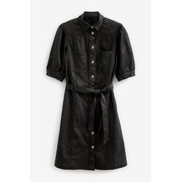 next Blusenkleid Beschichtetes Denim-Hemdkleid (1-tlg)