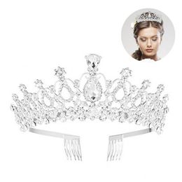 Lubgitsr Stirnband Krone Damen Tiara mit Inlay Kristall Braut Hochzeit Diadem( Silber 1) (1-St)