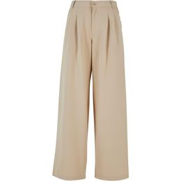 Urban Classics Stoffhose Urban Classics Damen Ladies Ultra Wide Pleat-Front Pants (1-tlg), beige