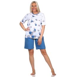 Normann Pyjama Normann Damen kurzarm Schlafanzug Shorty in Tupfen-Punkte Optik