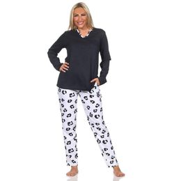 Normann Pyjama Normann Damen Schlafanzug lang aus weichem Jersey mit Tiermotiv