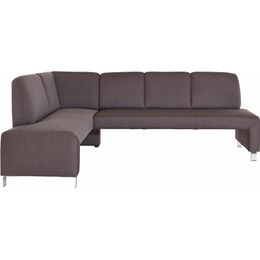 Eckbank exxpo - SOFA FASHION "Intenso" Sitzbänke Gr. B/H/T: 157 cm x 91 cm x 244 cm, Struktur, Ottomane links, (langer Schenkel rechts), grau (anthrazit) Eckbänke