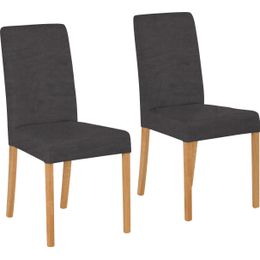 4-Fußstuhl Home Affaire "Bologna" Stühle Gr. B/H/T: 44 cm x 91 cm x 56 cm, 2 St., Microfaser, Gestell aus Massivholz, schwarz (schwarz (arizona 4420), natur) 4-Fuß-Stühle Stühle