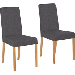 4-Fußstuhl Home Affaire "Bologna" Stühle Gr. B/H/T: 44 cm x 91 cm x 56 cm, 2 St., Strukturstoff, Gestell aus Massivholz, grau (dunkelgrau (capulet 4009), natur) 4-Fuß-Stühle Stühle