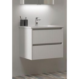 Waschtisch Welltime "Urban" Waschtische Gr. Aluminium-Profile, weiß (weiß matt, weiß) Waschtische mit Keramik Waschbecken, 2 Schubladen Softclose, Breite 60 cm