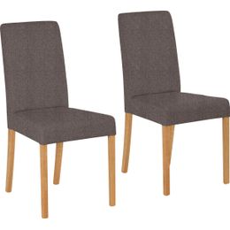 4-Fußstuhl Home Affaire "Bologna" Stühle Gr. B/H/T: 44 cm x 91 cm x 56 cm, 6 St., Strukturstoff, Gestell aus Massivholz, braun (dunkelbraun (capulet 4007), natur) 4-Fuß-Stühle Stühle