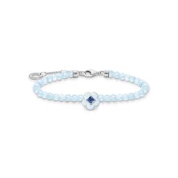 Armband Thomas Sabo "Blume mit blauen Perlen, A2094-496-1-L19V" Armbänder Gr. 19, Silber 925 (Sterlingsilber), bunt (silberfarben, blau, blau) Damen Armbänder Silber