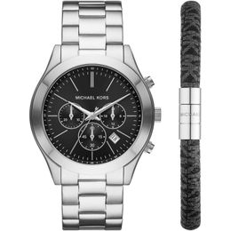 Chronograph Michael Kors "Slim Runway, MK1056SET" Armbanduhren silberfarben Herren Quarzuhren