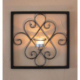 DanDiBo - Wandteelichthalter Arabika Metall Wand Schwarz 31 cm Teelichthalter Kerzenhalter Wandkerzenhalter Wandleuchter