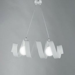 Moderner hängender Kronleuchter aus Eisen mit zwei Lichtern Weiß 54x h20 cm
