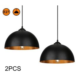 VINGO - 2x Pendelleuchte Lampenschirm Retro Hängelampe E27 Fassung Decke Pendellampe - schwarz