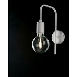 Iperbriko - Industrielle Wandleuchte in Weiß und Silber Eisen One Light Durchmesser 18x h27 cm