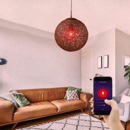 etc-shop - Smart Home Rattan Decken Pendel Lampe Alexa Google App Leuchte dimmbar im Set inkl. rgb led Leuchtmittel