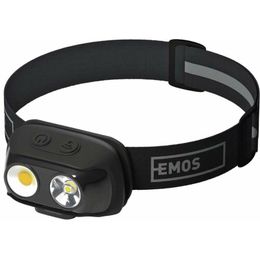 EMOS - aufladbare Outdoor LED-Stirnlampe, 7 Lichtmodi, Bewegungsmelder, 6,5 St. Leuchtdauer, Helligkeit 500lm, Leuchtweite 130m, neut.-/warmweiß,,