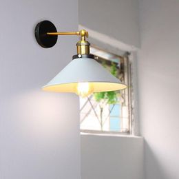 Wandleuchte im Vintage-Stil, Industri 240° Verstellbare Wandlampe, Wandstrahler Licht mit Ø22cm Lampenschirm für Wohnzimmer Schlafzimmer (Weiß)