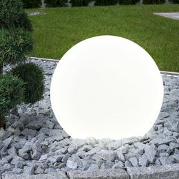 etc-shop Außenleuchte Kugel Gartenlampe mit Strom Leuchtkugeln für Garten, Erdspieß weiß, 1x E27, DxH 40 x 56 cm, Außen