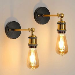 Set von 2 Wandwandleuchten E27 Vintage Industriems 270 ° in Gold Metall Ideal für Treppenkorridor Wohnzimmer Küche (Lampen nicht enthalten) - Comely