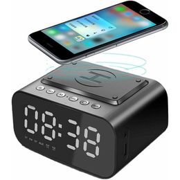 Kabelloser Wecker mit Bluetooth-Lautsprecher und led – intelligente digitale elektronische Tischuhr – UKW-Radio – USB-Schnellladegerät