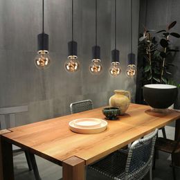 etc-shop - Hängeleuchte Pendellampe Esszimmer Hängelampe 5 flammig schwarz Holz Höhenverstellbar, Metall, 5x E27 Fassung, LxBxH 115x10x120 cm