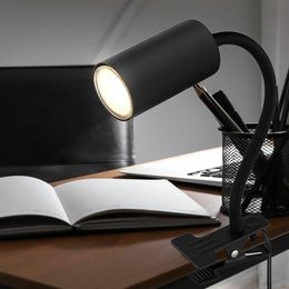 etc-shop Schreibtischlampe klemmbar Schwanenhals Leselampe Bett Klemme Klemmleuchte Schreibtisch, Metall schwarz, flexibler Arm, GU10, LxBxH 29x10x41,5 cm