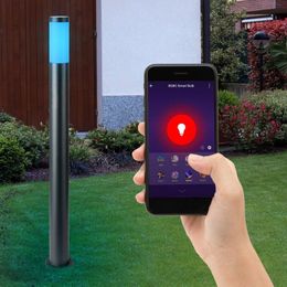 etc-shop - Smart rgb led Außen Steh Lampe dimmbar Sprach App Garten Edelstahl Leuchte steuerbar per Handy