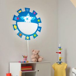 etc-shop Kinderzimmerleuchte Spielzimmerlampe Wandleuchte Wandlampe Kinderleuchte, Sterne Sticker Stahl Glas weiß blau, 1x E27 Fassung, DxH 35x8cm, 2er Set