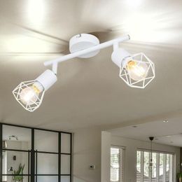 etc-shop - Retro Decken Strahler Lampe Käfig Spots schwenkbar Wohn Ess Zimmer Leuchte weiß