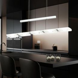 etc-shop Led Hängeleuchte Küchenlampe Pendelleuchte Höhenverstellbar Hängelampe Esszimmer, Alu Stahl Glas satiniert, 5x 4,8W 210Lm warmweiß, LxBxH 89x10x110 cm