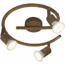 etc-shop Deckenstrahler led Deckenlampe Innen Strahler Beleuchtung drei bewegliche Spots, Metall rostfarben, e förmiger Arm, x h 28 x 15 cm