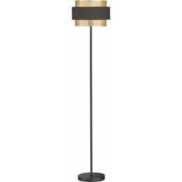 etc-shop Stehlampe schwarz gold Stehlampe schwarz Stehleuchte Standleuchte schwarz, Stahl Eisen modern, 1x E27 Fassung, DxH 30x174 cm