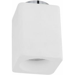 etc-shop Deckenleuchte Deckenspot Wohnzimmerlampe 1 flammig modern Deckenlampe aus Gips, weiß verchromt, 1x GU10, LxBxH 8,2x8,2x13,1 cm