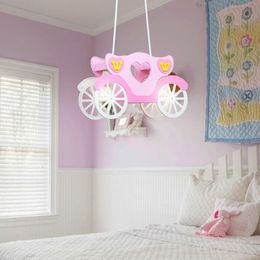 etc-shop LED 19 Watt Kinder Deckenleuchte Mädchen Hängeleuchte rosa Prinzessinnenkutsche Kinderzimmer