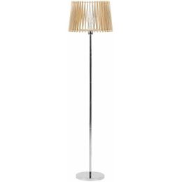 Beliani Stehlampe heller Holzfarbton/Silber 153 cm aus Metall / Mdf Platte 1-flammig Kabel mit Schalter für Wohn-und Esszimmer Modernes Design - Transparent