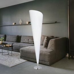 etc-shop Led Stehlampe Standleuchte im Trichter Design Wohnzimmerlampe Stehleuchte aus Nickel, Schlafzimmer Wohnzimmer, Höhe 143,5 cm
