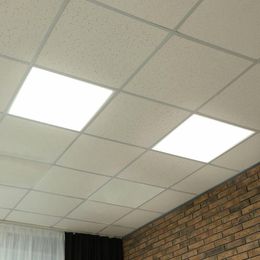 etc-shop - Deckenlampe silber led Panel Deckenleuchte Aluminium Rasterlampe, 18 Watt 1100 Lumen neutralweiß, LxBxH 29,9 x 29,9 x 5 cm, 2er Set