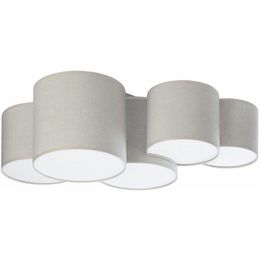 Licht-Erlebnisse - Deckenleuchte Braun Weiß Stoff Metall Deckenlampe Wohnzimmer - Weiß, Braun