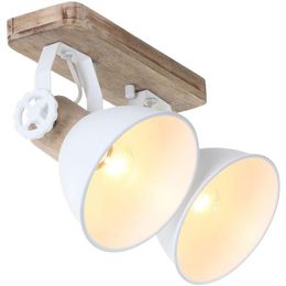 etc-shop VINTAGE Decken Lampe Filament Ess Zimmer Strahler Holz Beleuchtung schwenkbar weiß im Set inkl. LED Leuchtmittel