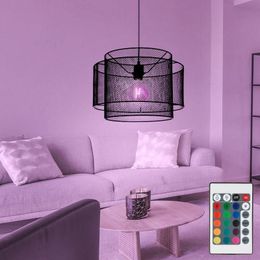 Globo - Hängelampe Pendellampe schwarz Hängeleuchte schwarz Industriell, Esszimmer, Gitter, Fernbedienung dimmbar, 1x rgb led 8,5W 806Lm warmweiß,