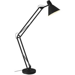 Brilliant Lampe Winston Standleuchte 1flg schwarz 1x A60, E27, 60W, geeignet für Normallampen (nicht enthalten) Mit Fußschalter / Kopf schwenkbar