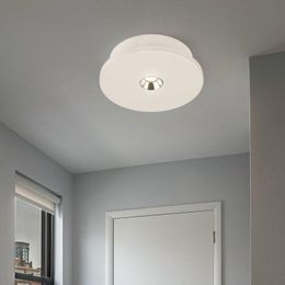 Globo - Deckenleuchte Gips weiß Küchenlampe Modern Deckenlampe verchromt, led 4W 200Lm warmweiß, DxH 16x4,5 cm