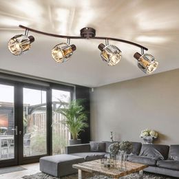 etc-shop - Decken Lampe Chrom Leuchte Bronze Glaskristalle Spots Beweglich Beleuchtung